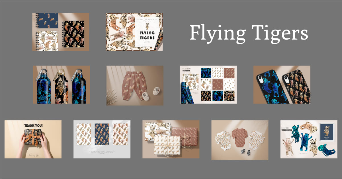 Flying Tigers Patterns and Motifs – MasterBundles