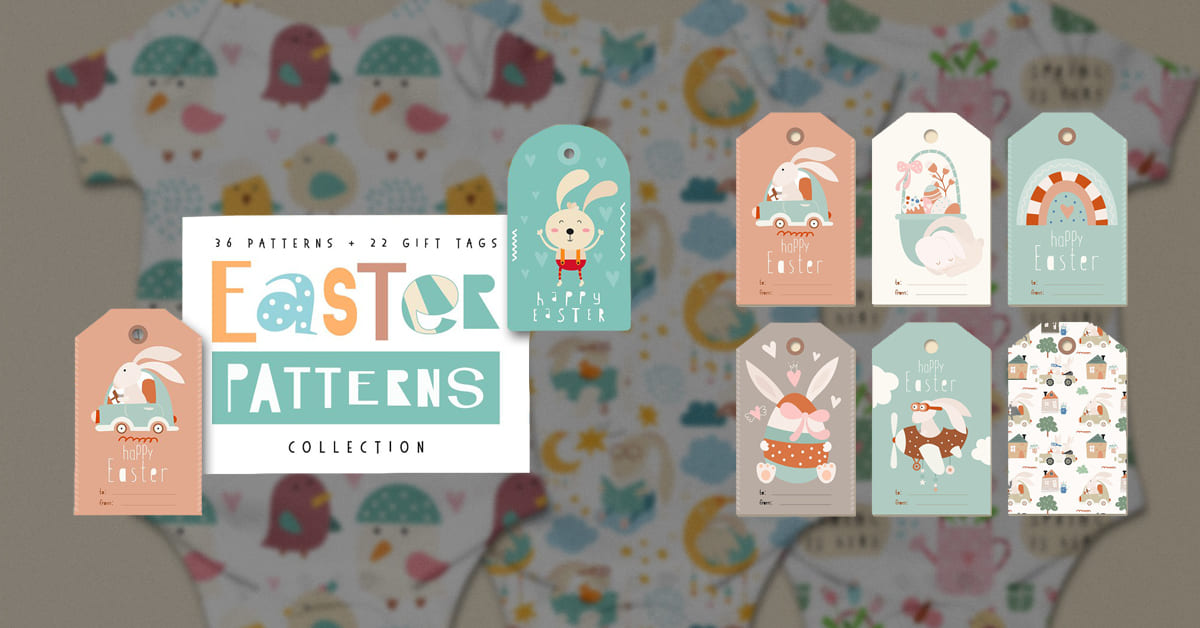 Happy Easter Pattern Easter Gift Tag – MasterBundles