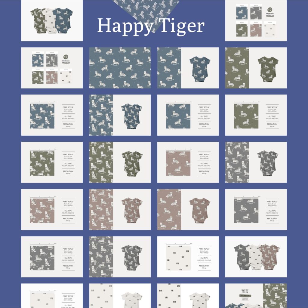 Happy Tiger Patterns – MasterBundles