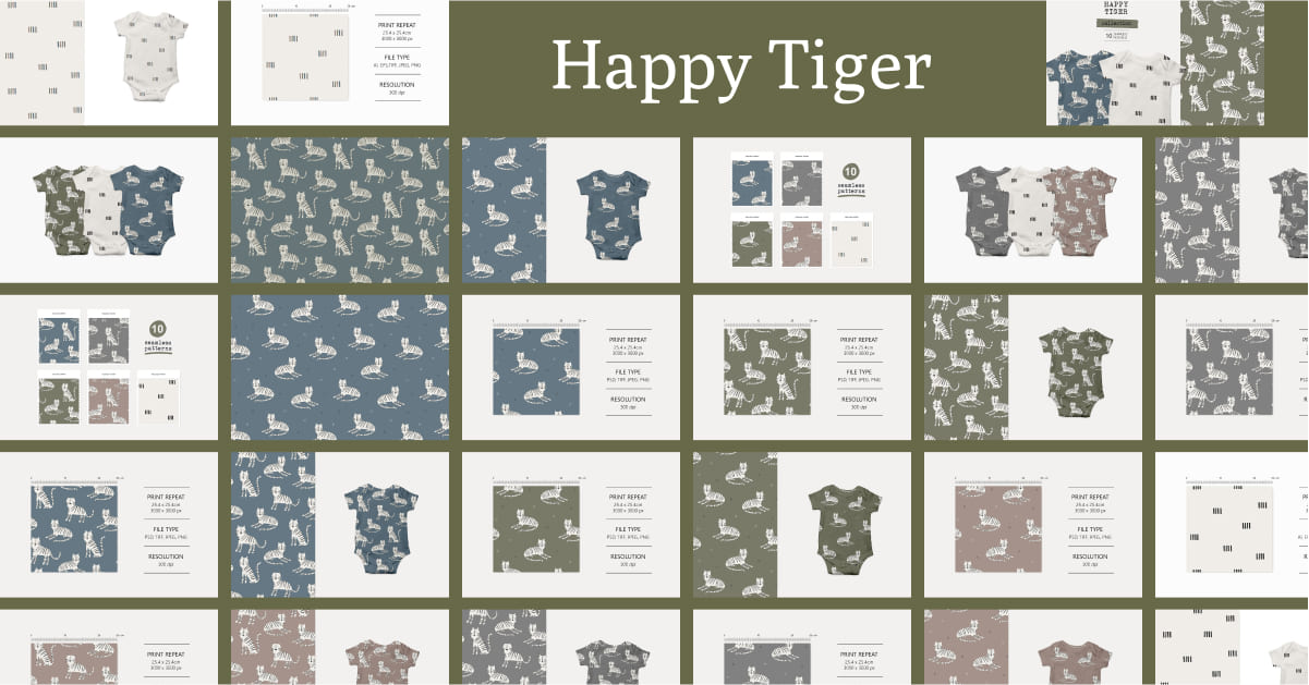 Happy Tiger Patterns – MasterBundles