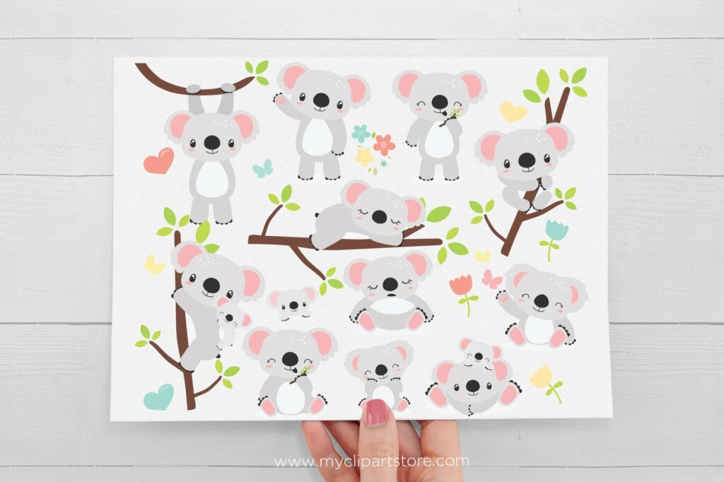Cute Koala Bears Vector Clipart – MasterBundles