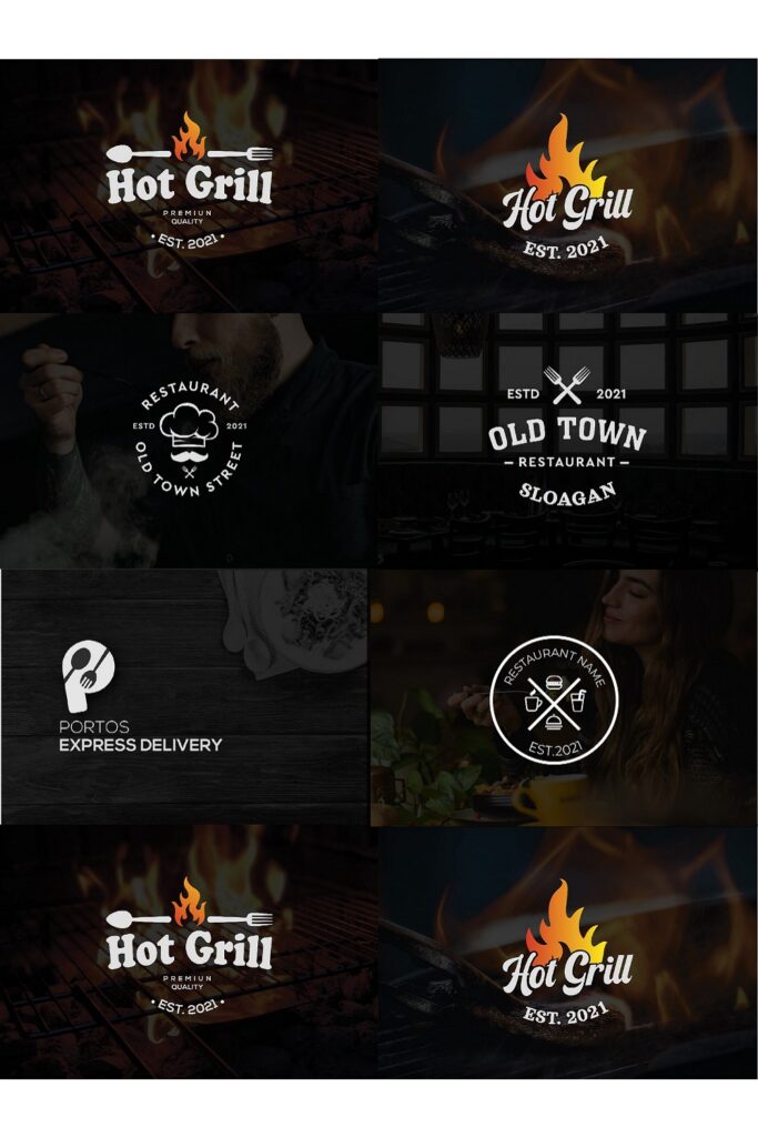 6 simple and clean minimal restaurant, kitchen and grill logos for you ...