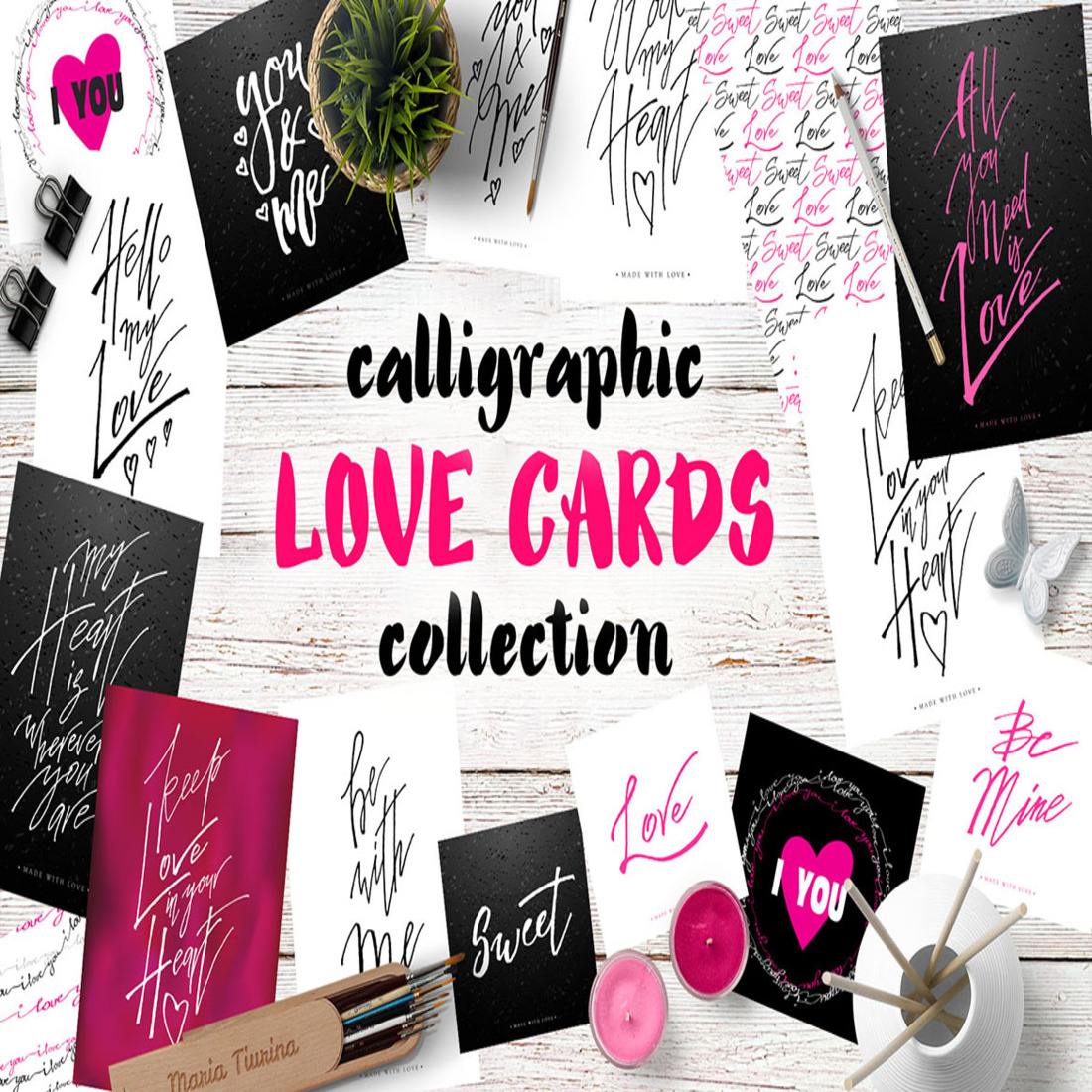 Lettering Love Cards – MasterBundles