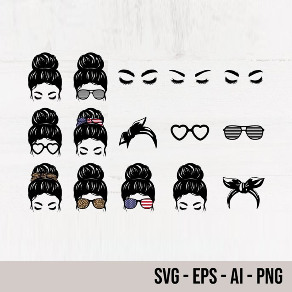 Messy Bun SVG Bundle, Mom Life SVG, Messy Bun Bandana Cut – MasterBundles