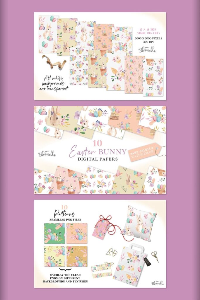 Easter Bunny Patterns Eggs Spring – MasterBundles