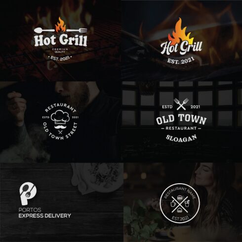 6 simple and clean minimal restaurant, kitchen and grill logos for you ...