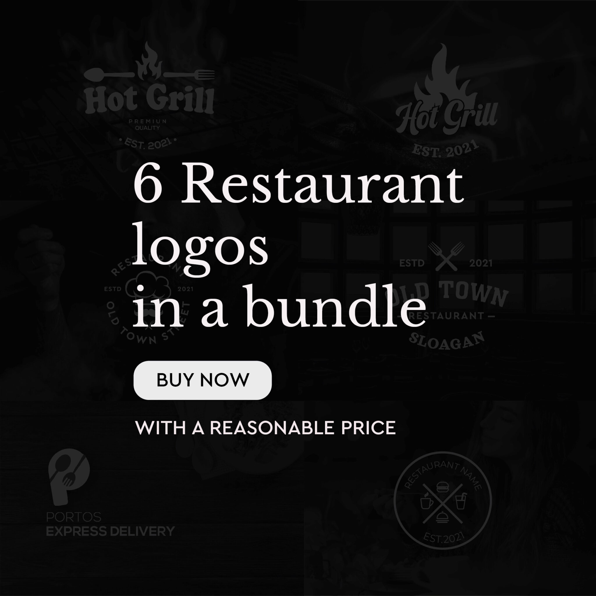6 simple and clean minimal restaurant, kitchen and grill logos for you ...