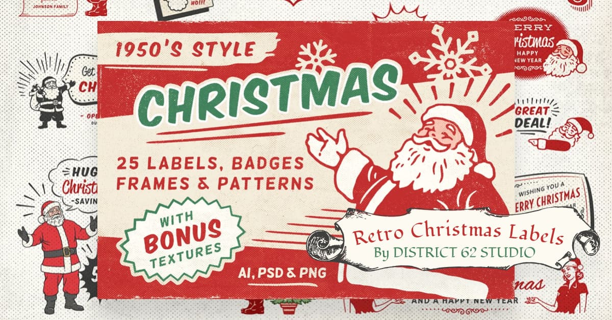 Retro Christmas Labels vol.1 – MasterBundles
