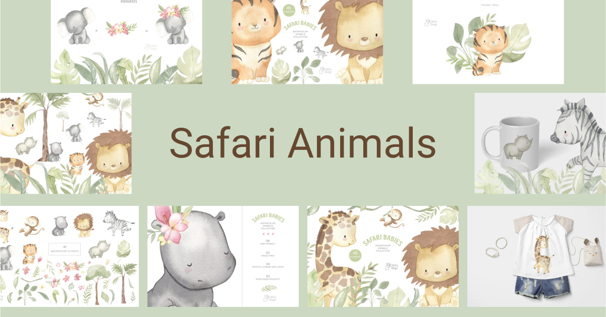 Safari Animals. Watercolor Set – MasterBundles