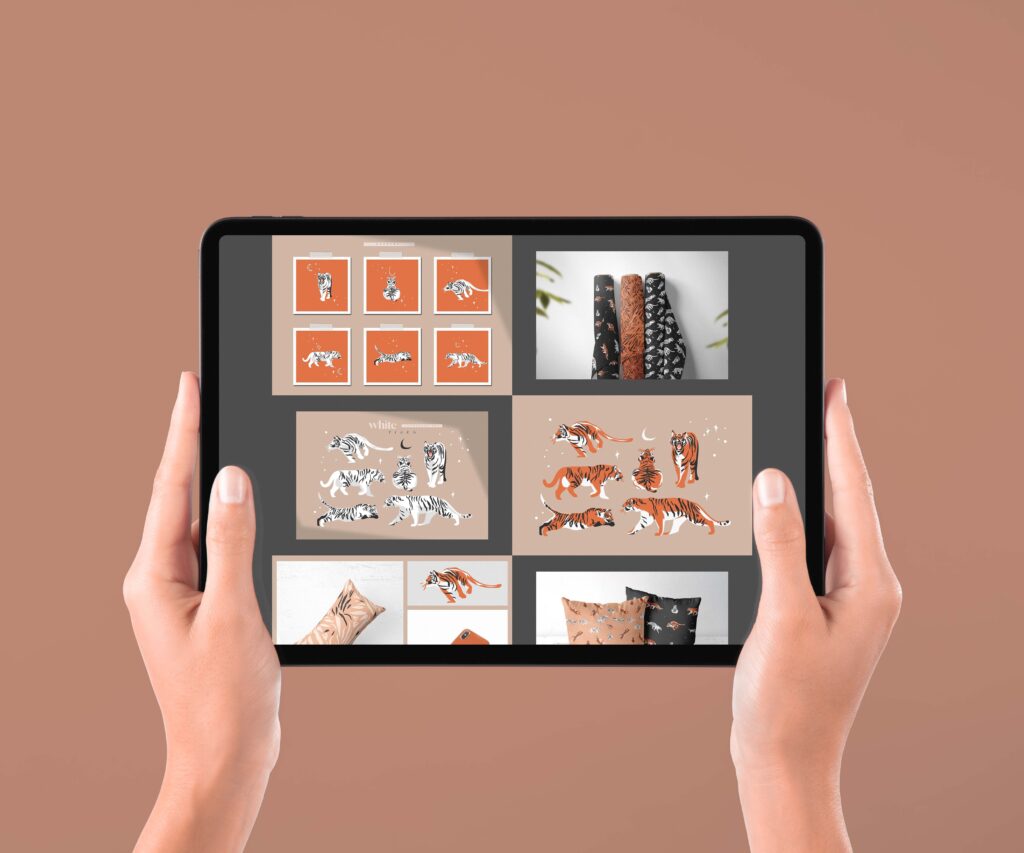 White Tiger Patterns & Elements – MasterBundles