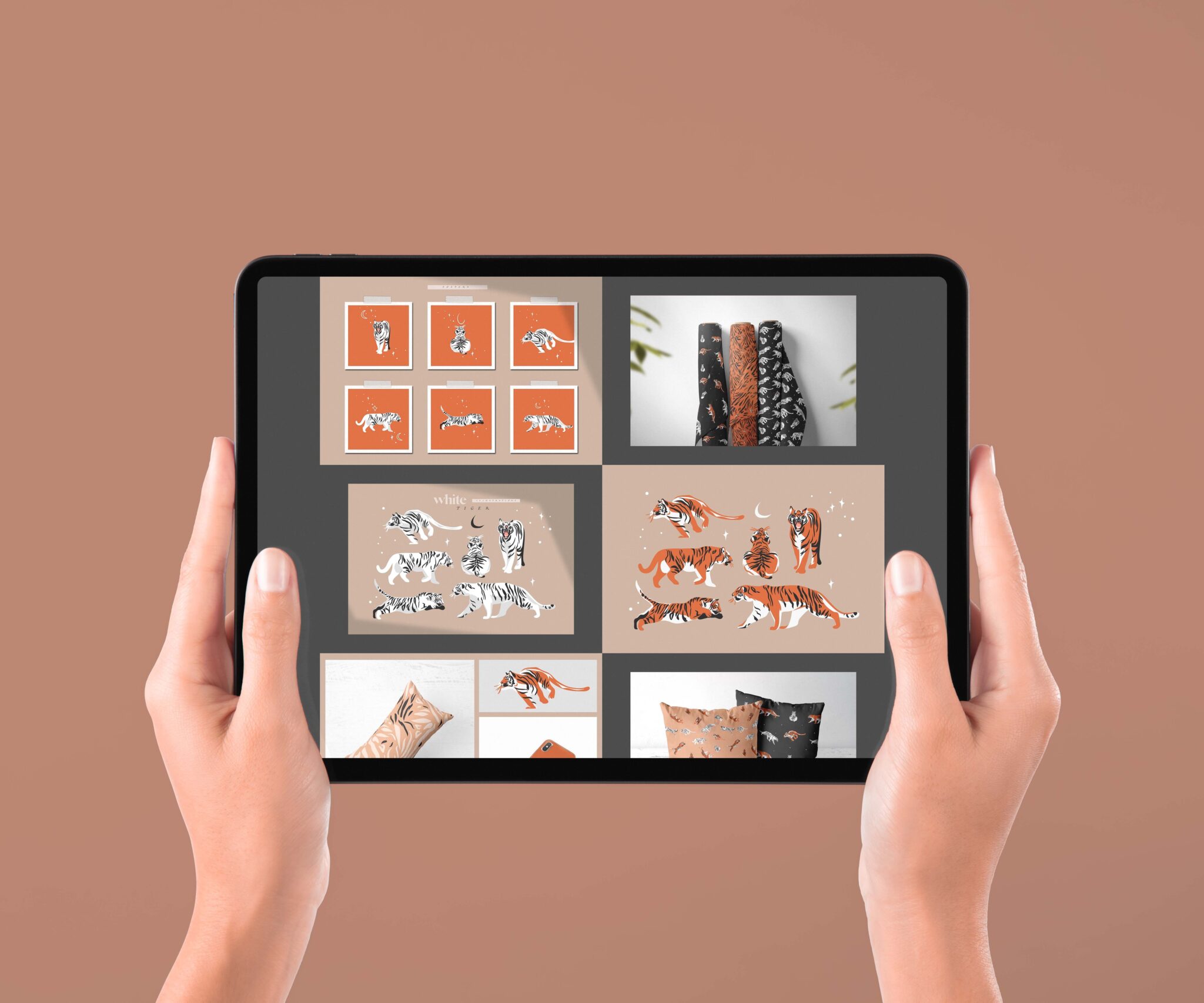 White Tiger Patterns & Elements – MasterBundles