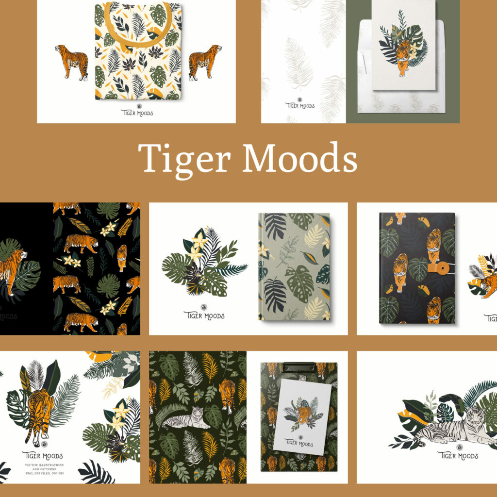Tiger Moods Elements & Patterns – MasterBundles
