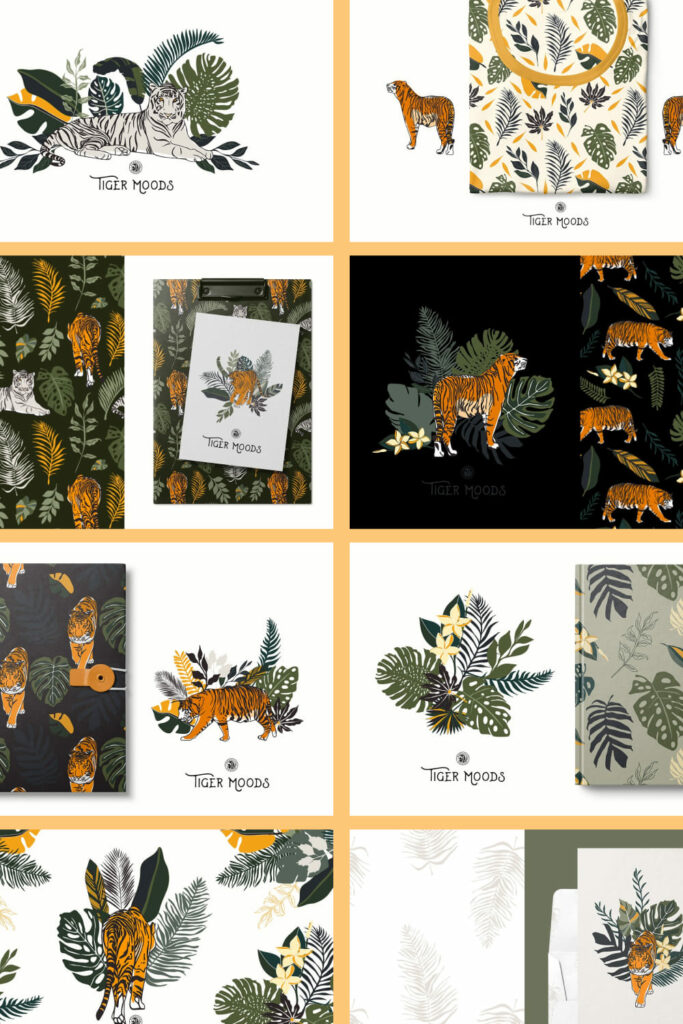 Tiger Moods Elements & Patterns – MasterBundles
