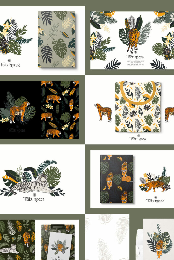 Tiger Moods Elements & Patterns – MasterBundles