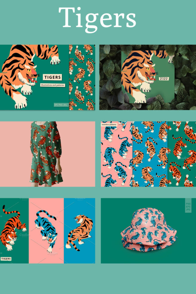 Tigers Elements, Patterns & Cards – MasterBundles
