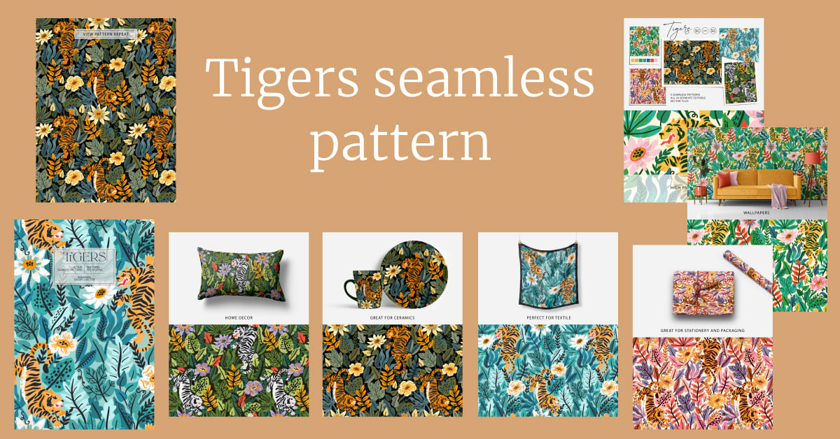 Tigers Seamless Patterns – MasterBundles