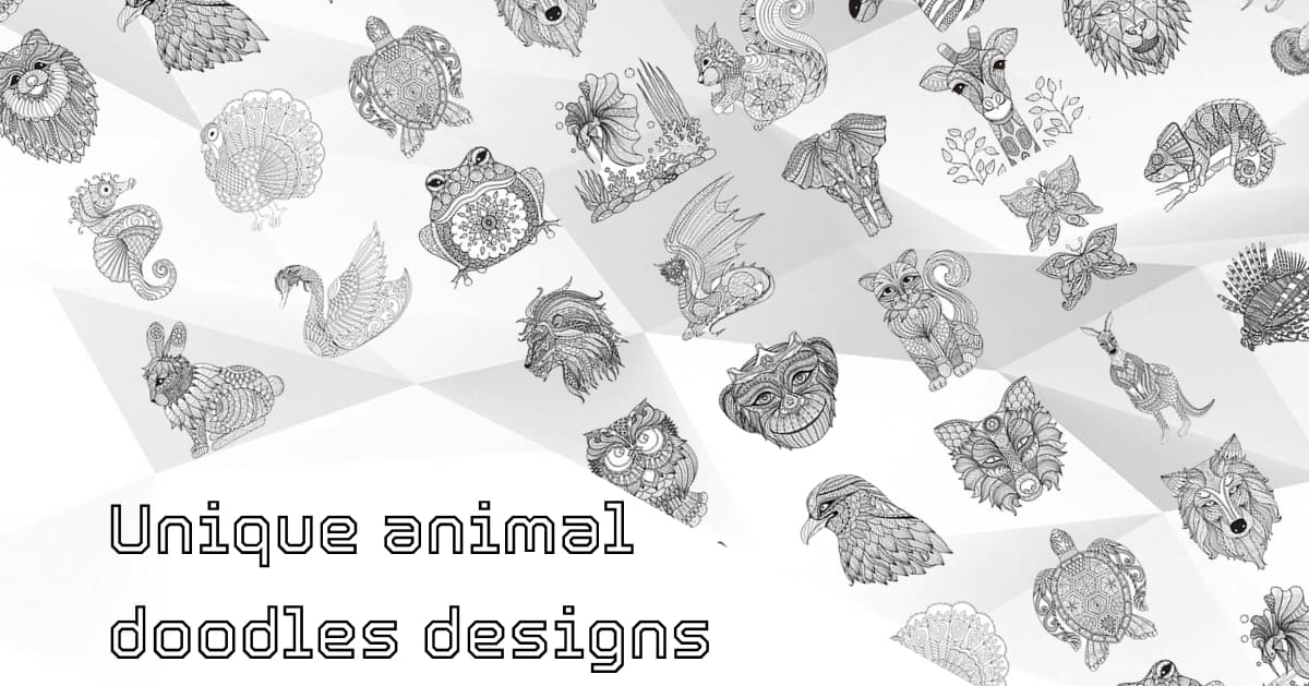 35 Unique Animal Doodles Designs – MasterBundles