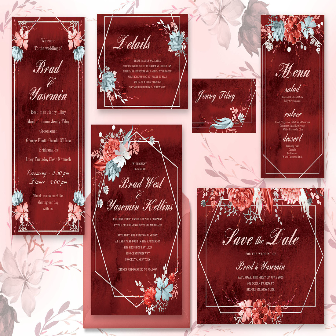 Marsala Wedding Invitation Suite – MasterBundles