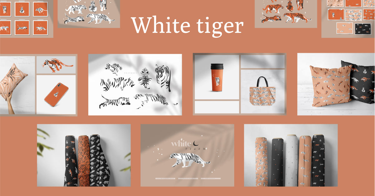 White Tiger Patterns & Elements – MasterBundles