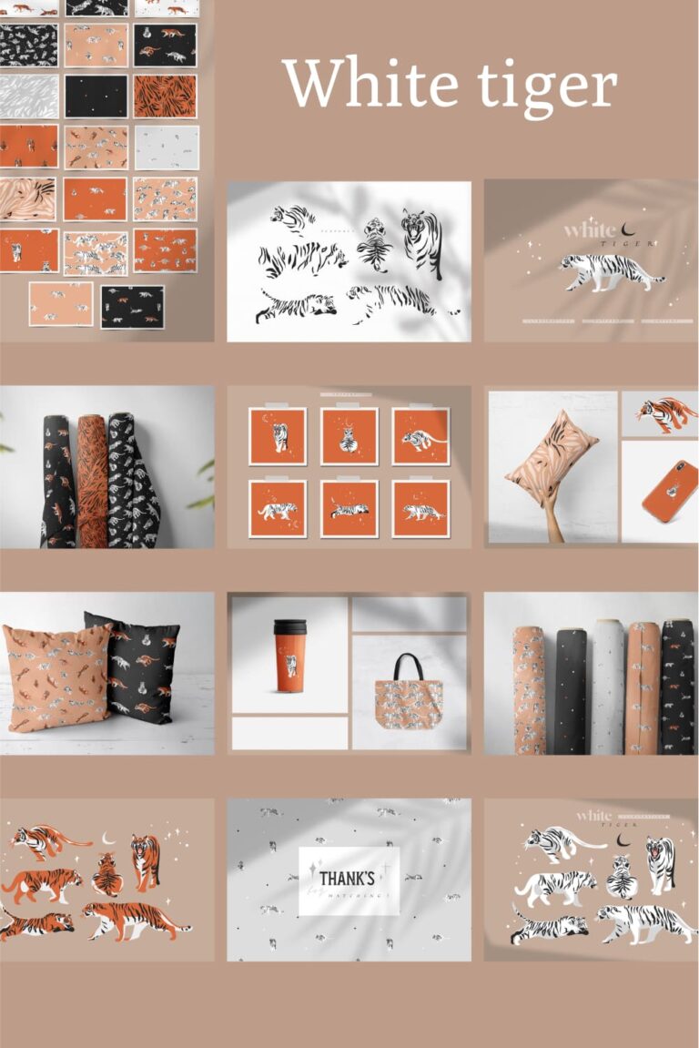 White Tiger Patterns & Elements – MasterBundles