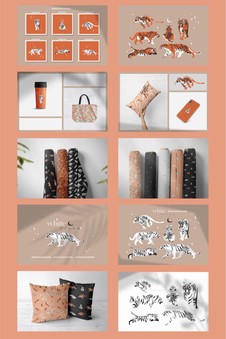 White Tiger Patterns & Elements – MasterBundles
