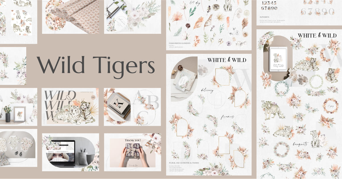 Wild Tigers - Boho Jungle Set – MasterBundles