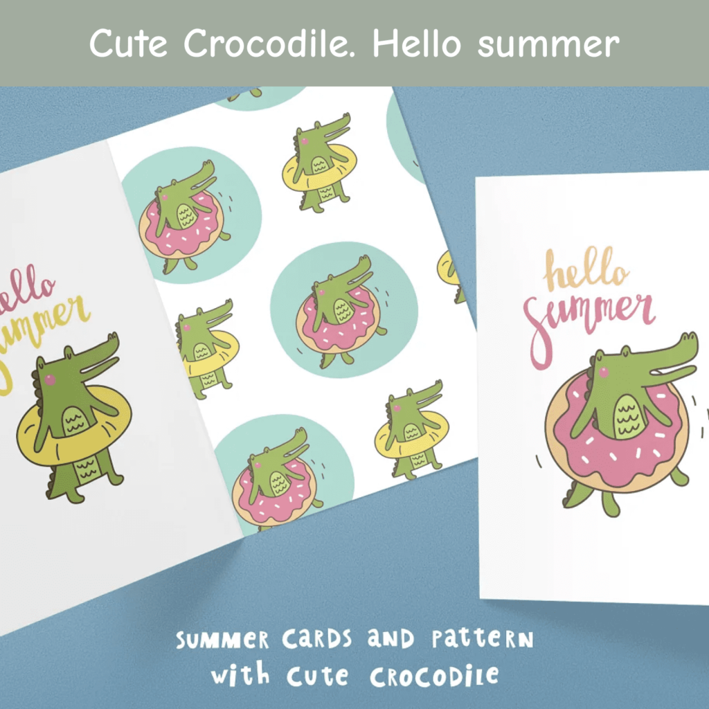 Cute Crocodile. Hello Summer – MasterBundles