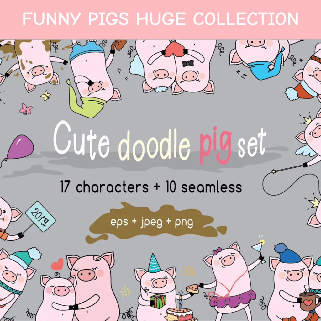 Funny Pigs Huge Collection – MasterBundles