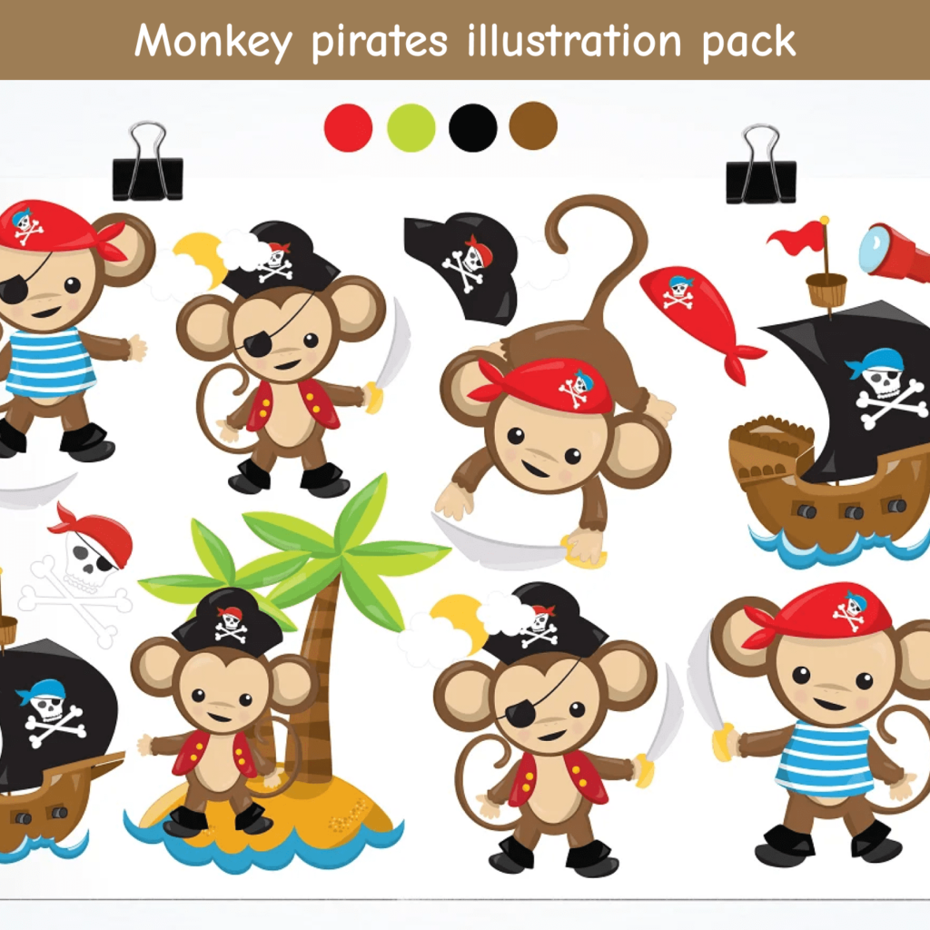 Monkey Pirates Illustration Pack – MasterBundles