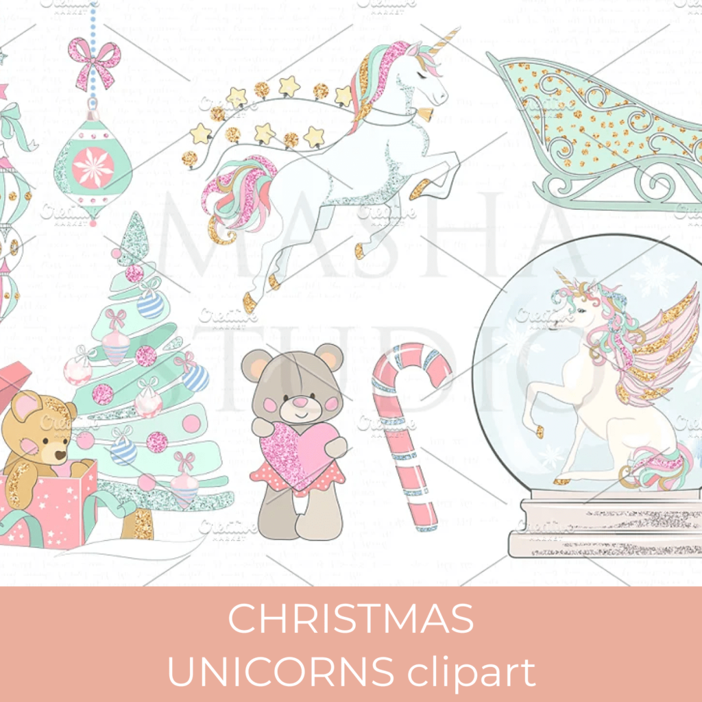Christmas Unicorns Clipart – MasterBundles