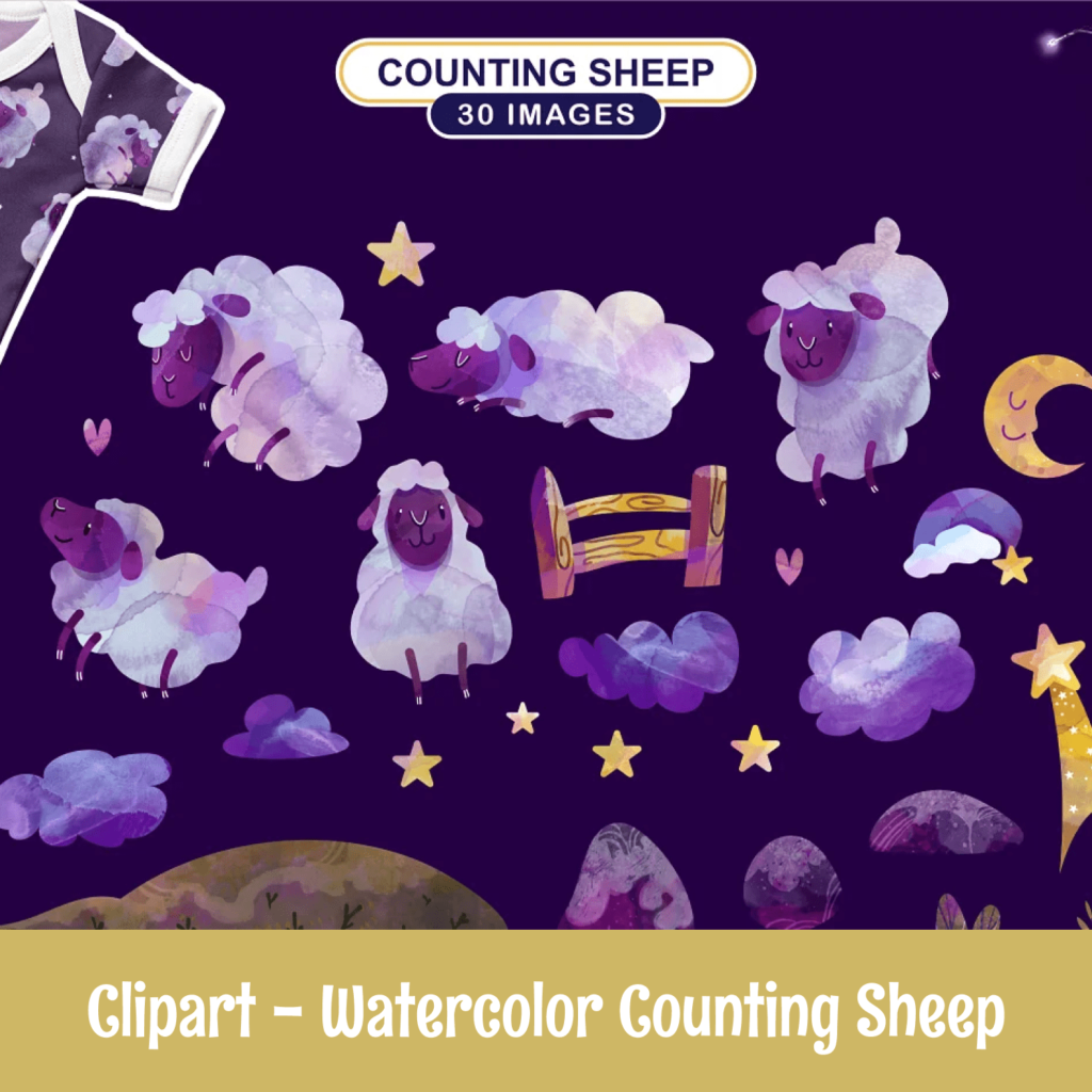 Clipart - Watercolor Counting Sheep – MasterBundles