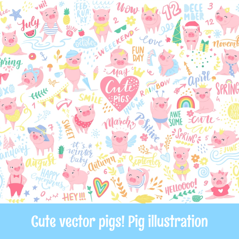 Cute Vector Pigs! Pig Illustration – MasterBundles