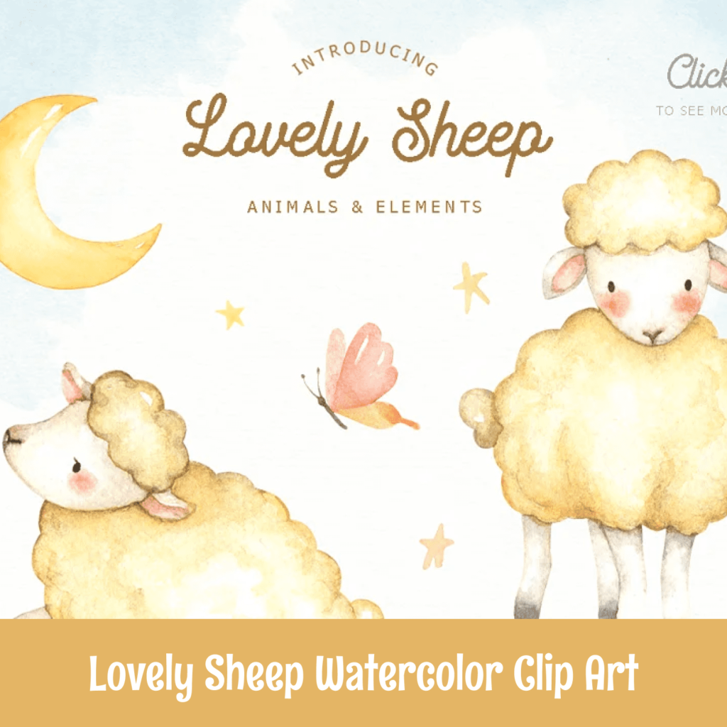 Lovely Sheep Watercolor Clip Art – MasterBundles