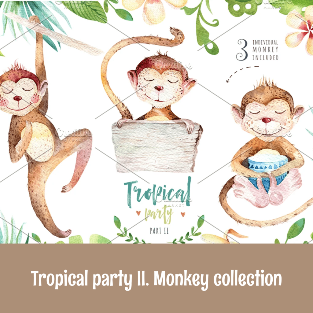 Monkey Digital Papers & Clipart – MasterBundles