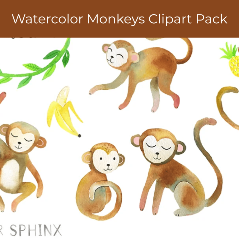 Watercolor Monkeys Clipart Pack – MasterBundles
