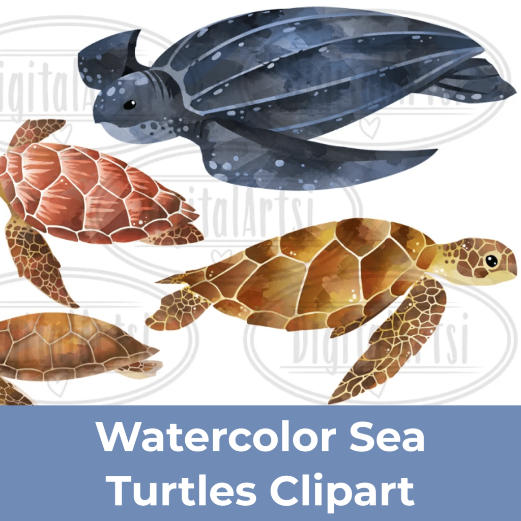 Watercolor Sea Turtles Clipart | Master Bundles