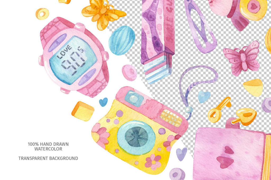 90s Retro Watercolor Clipart - MasterBundles