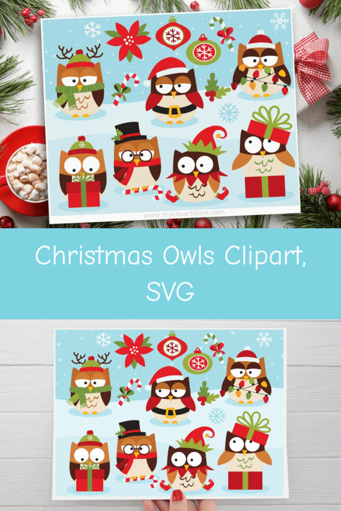 Christmas Owls Clipart, SVG – MasterBundles