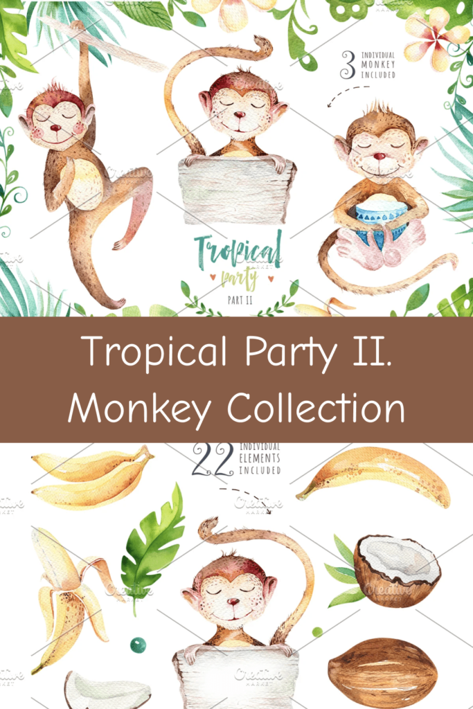 Tropical Party II. Monkey Collection – MasterBundles