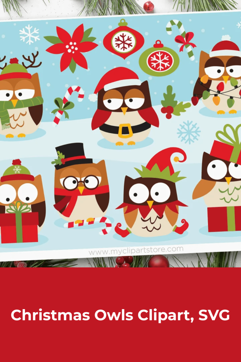 Christmas Owls Clipart, SVG | Master Bundles