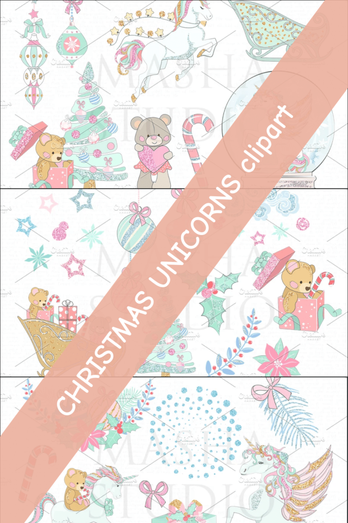 Christmas Unicorns Clipart – MasterBundles