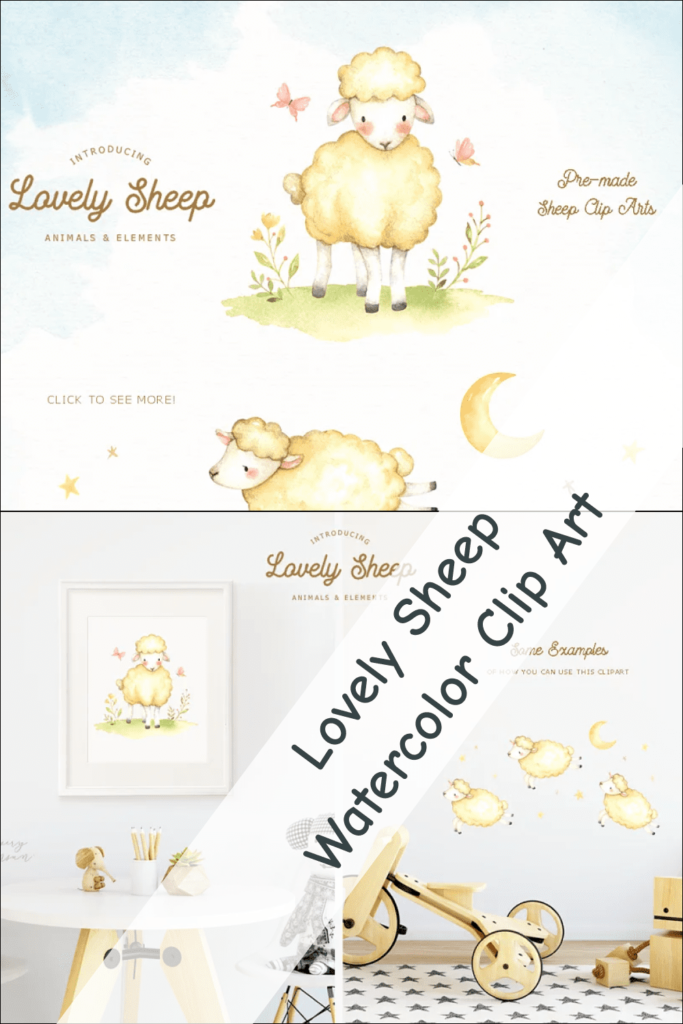 Lovely Sheep Watercolor Clip Art – MasterBundles