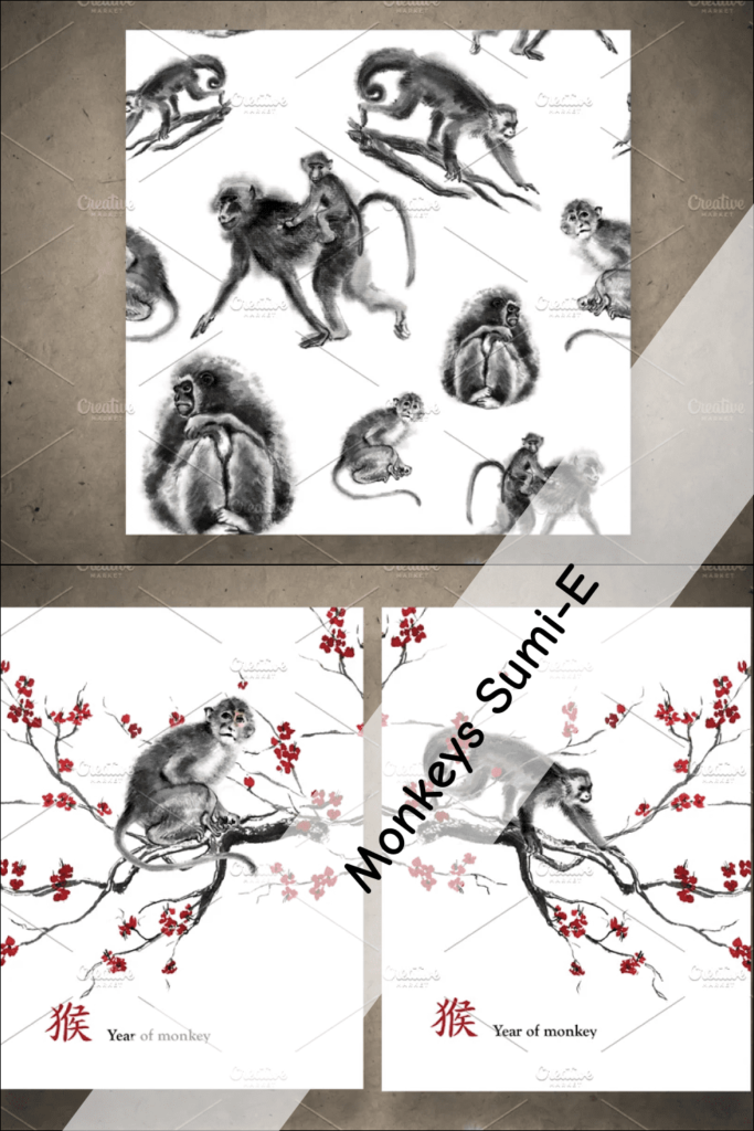 Monkeys Sumi-E. – MasterBundles