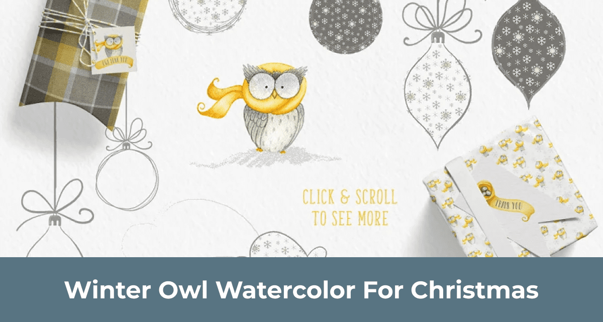 Winter Owl Watercolor for Christmas – MasterBundles