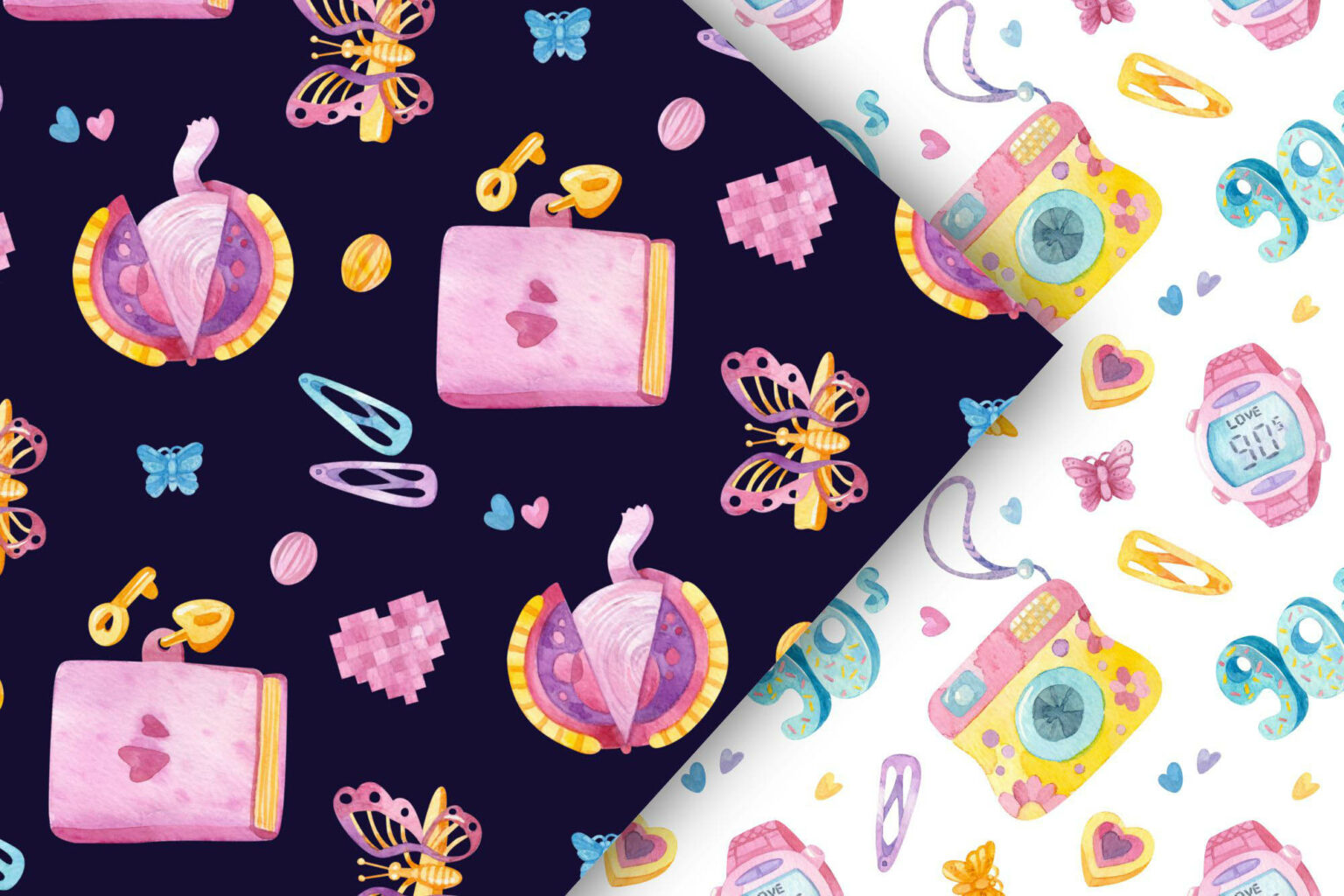 90s Retro Watercolor Clipart - MasterBundles