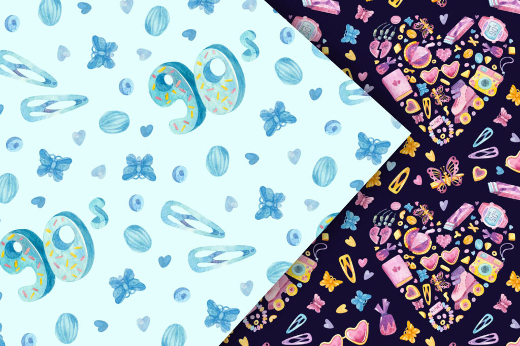 90s Retro Watercolor Clipart - MasterBundles