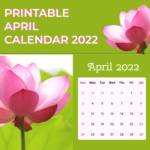 Free Green Calendar with a Pink Flower for April 2022 – MasterBundles