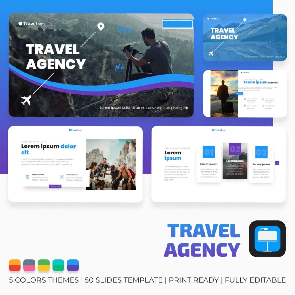 Travel Agency Presentation: 50 Slides PPTX, KEY, Google Slides ...