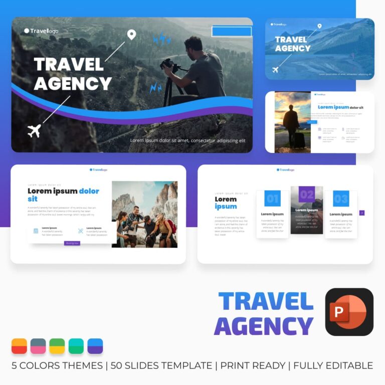 Travel Agency Presentation: 50 Slides PPTX, KEY, Google Slides ...