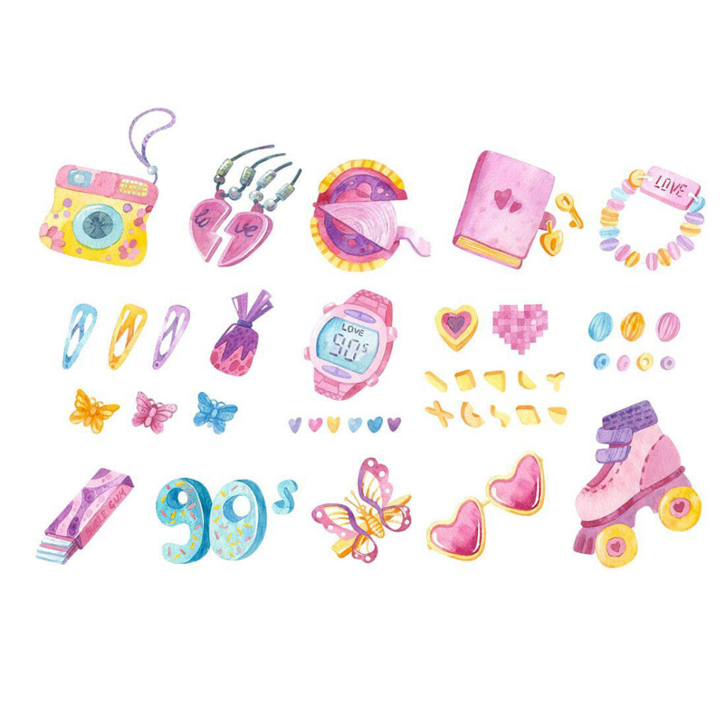 90s Retro Watercolor Clipart - MasterBundles